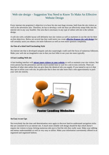 Web site design - Suggestion You Need to Know To Make An Effective ...