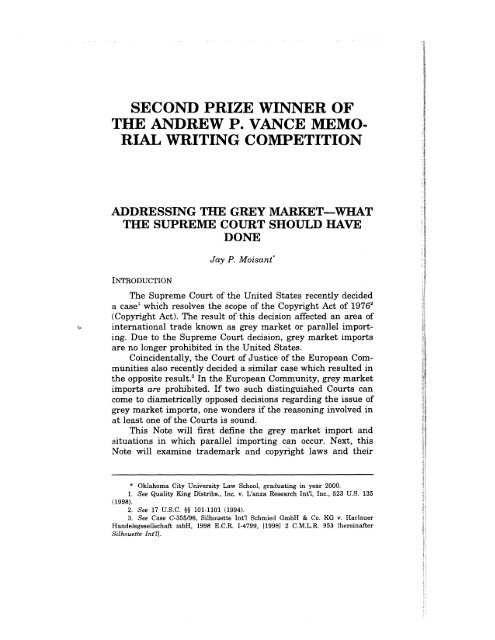 second prize winner of the andrew p. vance memo- rial ... - CITBA.org