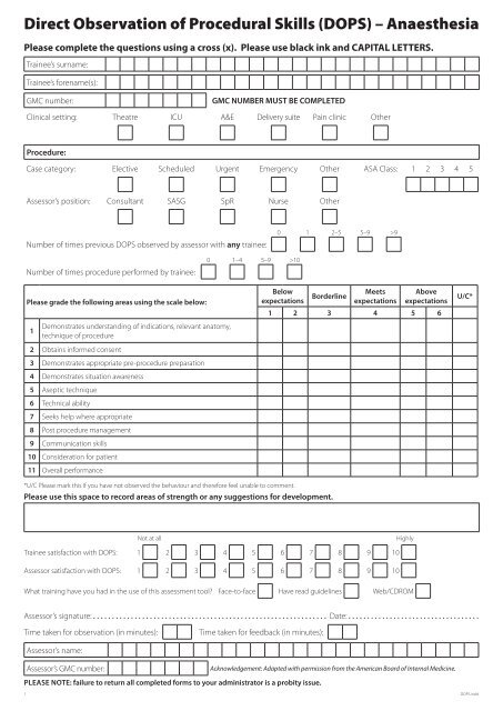 DOPS Assessment Form