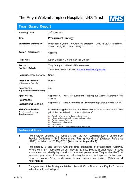 Procurement Strategy - The Royal Wolverhampton Hospitals NHS ...