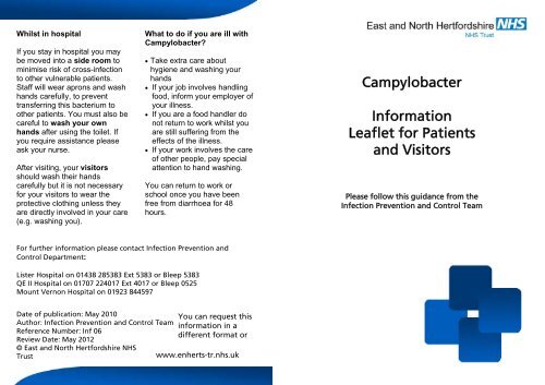 Campylobacter information leaflet - East and North Herts NHS Trust