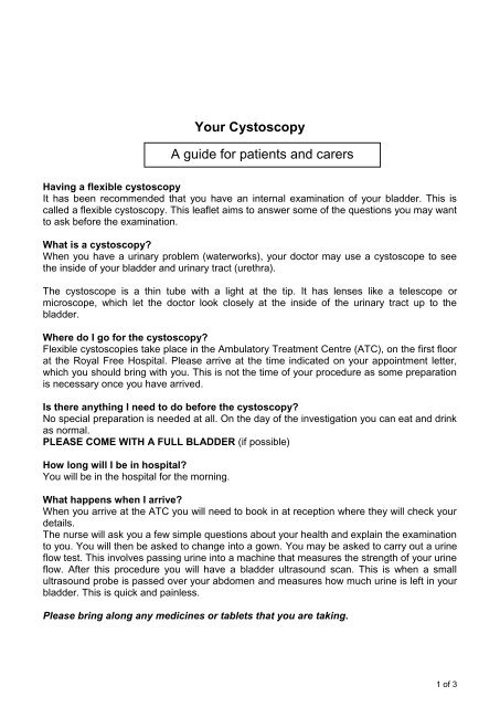 Cystoscopy - Royal Free hospital