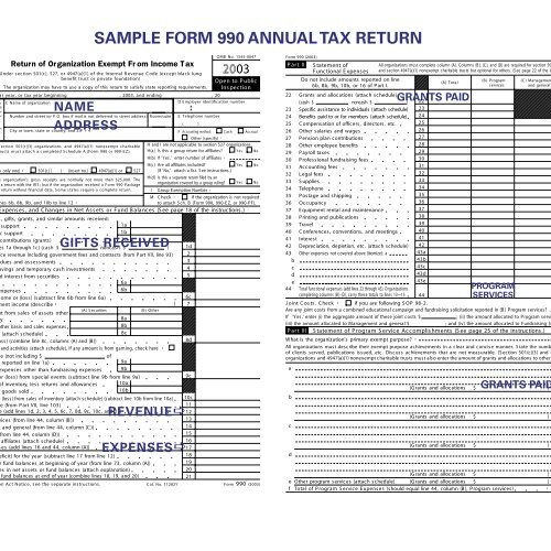 SAMPLE FORM 990 ANNUAL TAX RETURN - Here-4-You Consulting