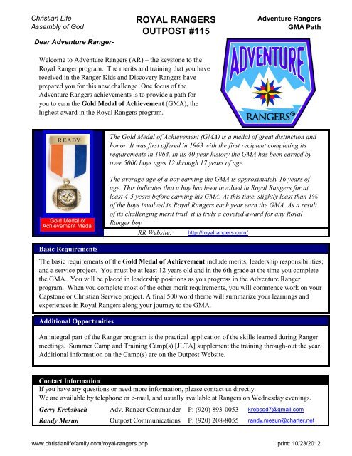 ROYAL RANGERS OUTPOST #115 - Christian Life Church