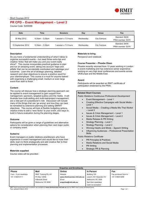 Course details - RMIT short and single courses