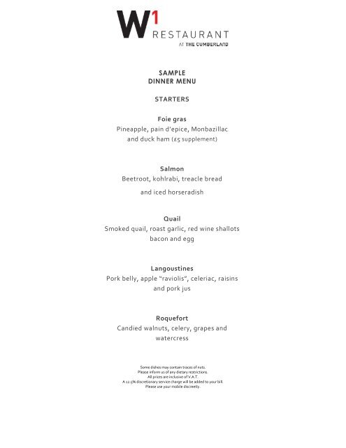 SAMPLE DINNER MENU STARTERS Foie gras Pineapple, pain d ...