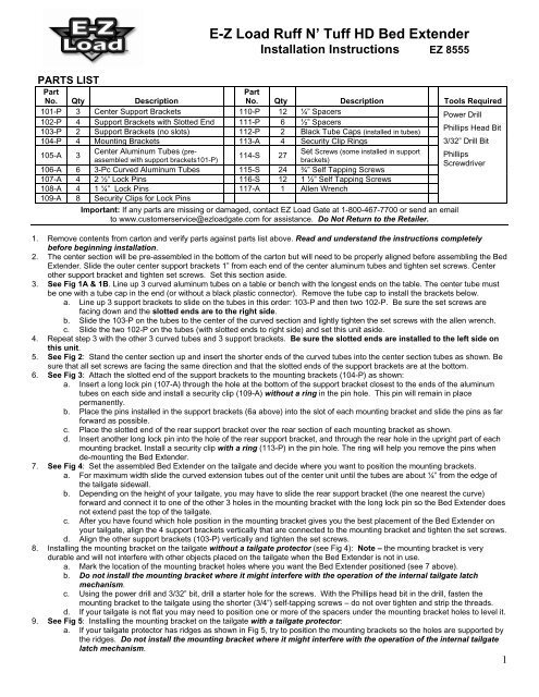EZ Load Gate Bed Extender Installation Instructions - RealTruck.com