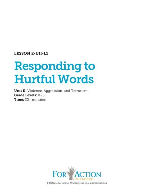 Responding to Hurtful Words - For Action Initiative