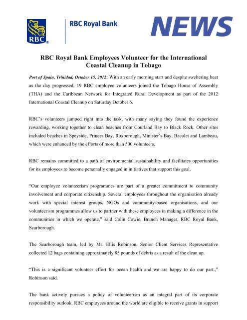 RBC Royal Bank Employees Volunteer for the International ... - RBTT