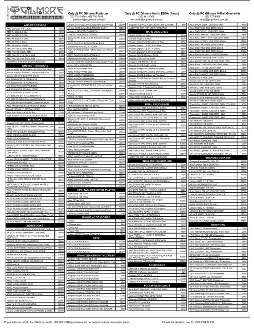 Letter Size - PC Gilmore Computer Center