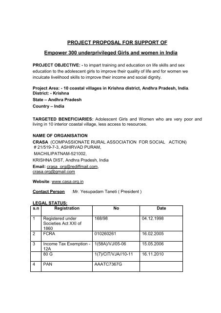 PROJECT PROPOSAL FOR SUPPORT OF Empower ... - GlobalGiving