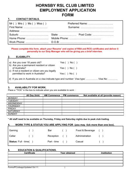 Hornsby RSL Job Application Hornsby RSL Club hornsby-rsl-job-application-hornsby-rsl-club