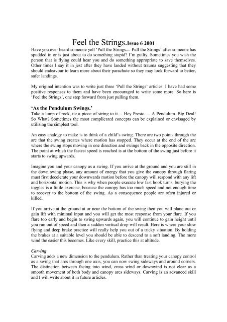 As The Pendulum Swings. - Parachutes Australia