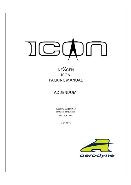 NEXGEN ICON PACKING MANUAL ADDENDUM - Aerodyne