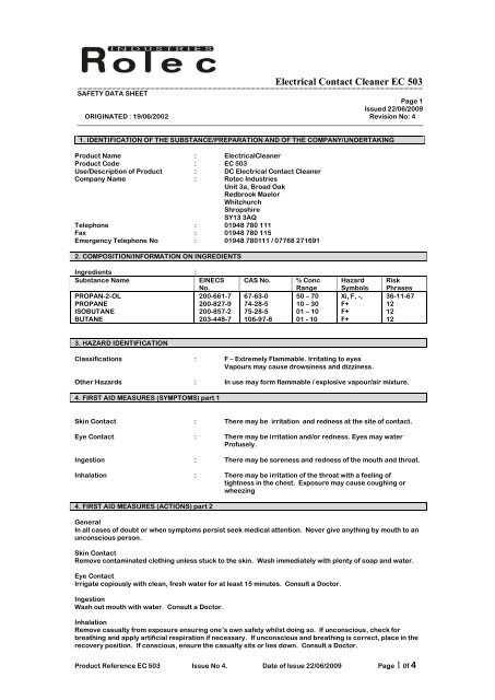 Safety Data Sheet - Rotec