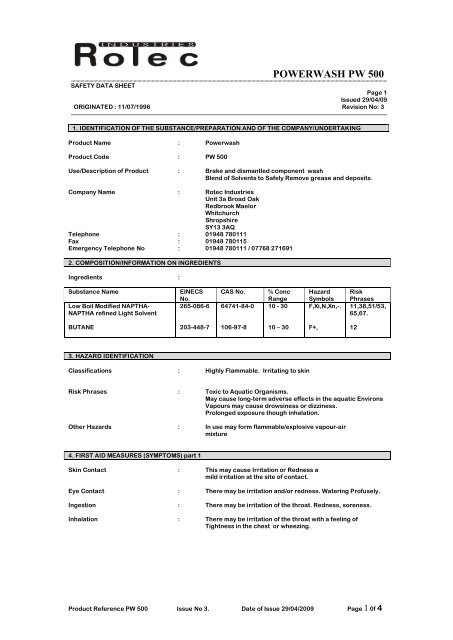 Safety Data Sheet - Rotec