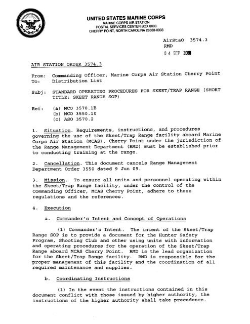 (a) MCO 3570.1B - MCAS Cherry Point - Marine Corps