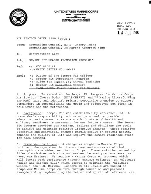 AIR STATION ORDER 6200.4 From - MCAS Cherry Point - Marine ...