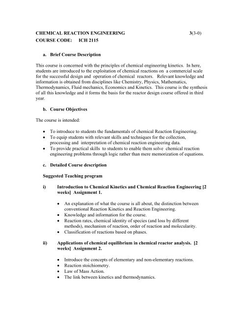 CHEMICAL REACTION ENGINEERING chemical-reaction-engineering