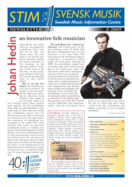 Johan Hedin - Svensk Musik - Stim