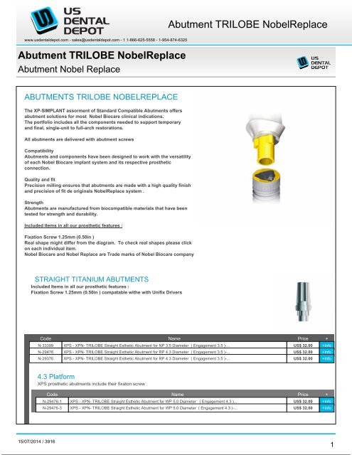 Implant Prothesis NobelReplace Implant Prothesis NobelReplace