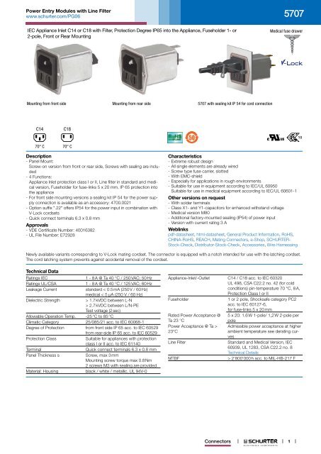 5707 - Power Entry Modules with Line Filter - Schurter