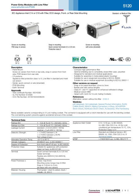 5120 - Power Entry Modules with Line Filter - Schurter