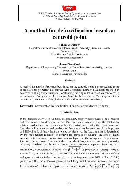 A method for defuzzification based on centroid point