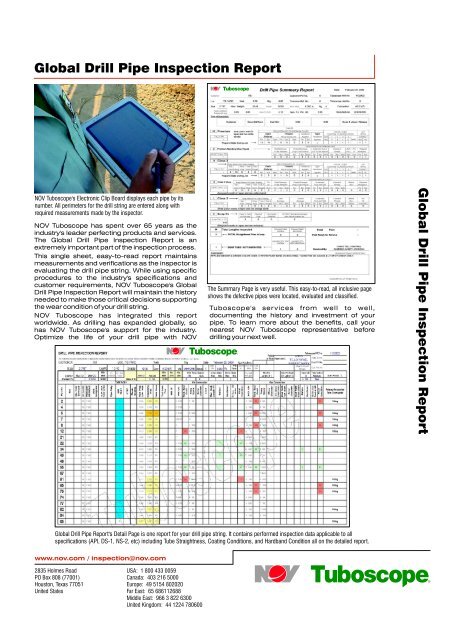 Global Drill Pipe Inspection Report - National Oilwell Varco