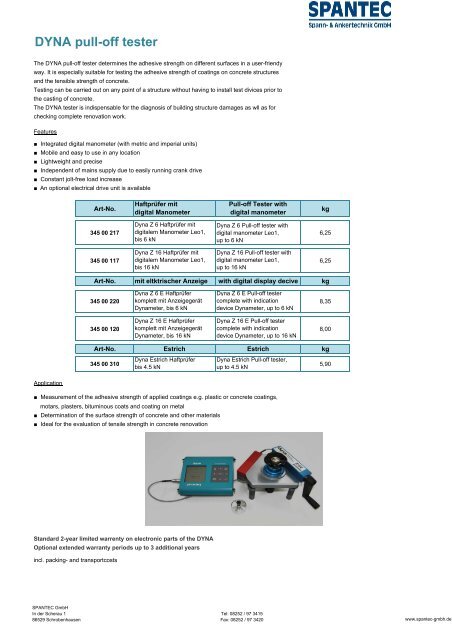 DYNA pull-off tester