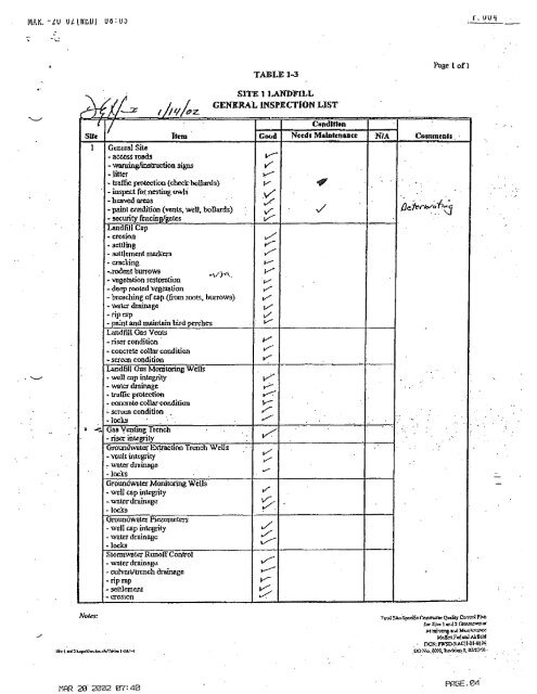 appendix b landfill inspection forms - Documents for Moffett Field