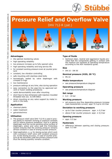 Pressure Relief and Overflow Valve - Alflow