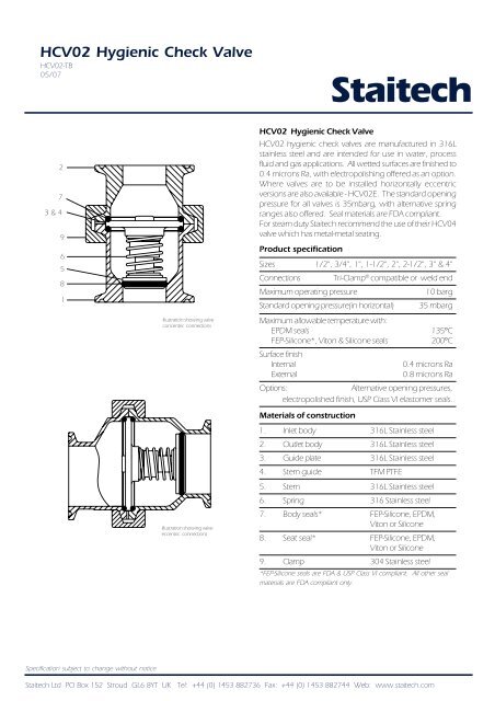 HCV02 Hygienic Check Valve - Alflow