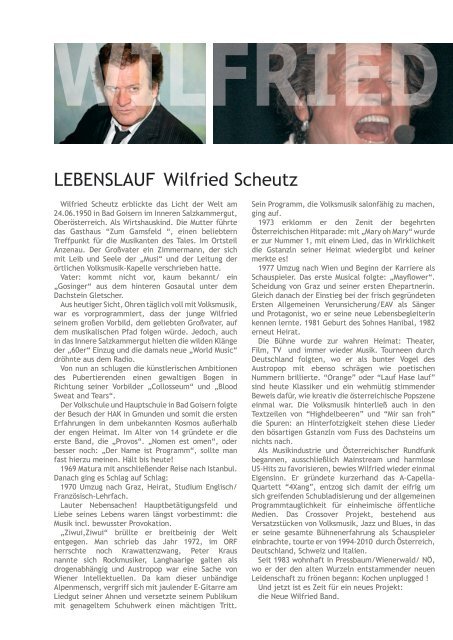 LEBENSLAUF Wilfried Scheutz - Vereinsmeierei