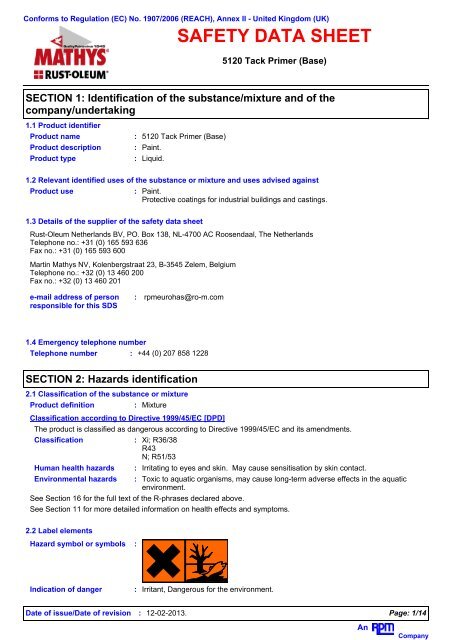 5120 Tack Primer - Safety Data Sheet - Promain