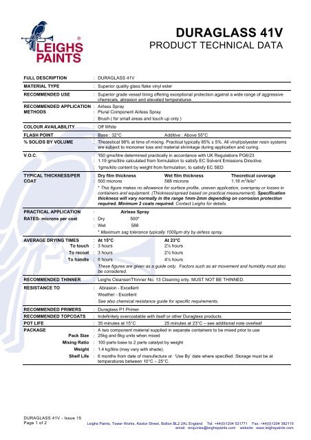 DURAGLASS 41V - Promain