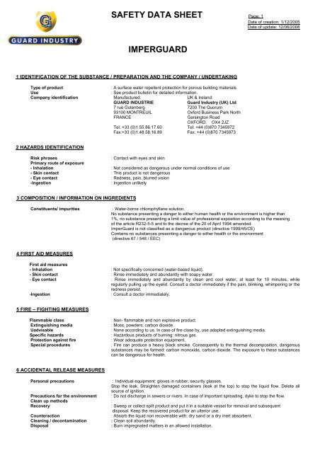 IMPERGUARD Safety Data Sheet - Promain
