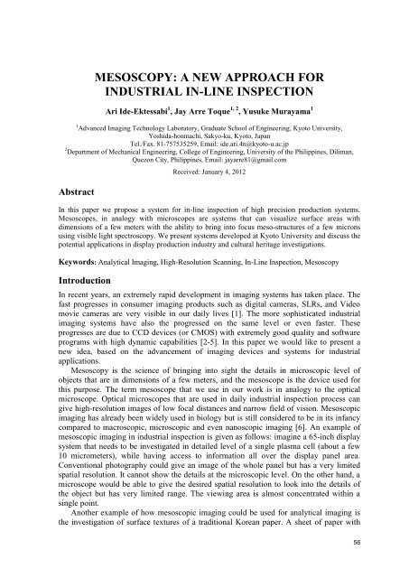 mesoscopy: a new approach for industrial in-line ... - AUN/SEED-Net