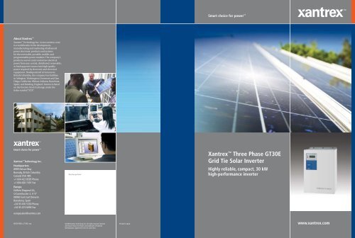 Xantrexâ ¢ Three Phase GT30E Grid Tie Solar Inverter - Rexel