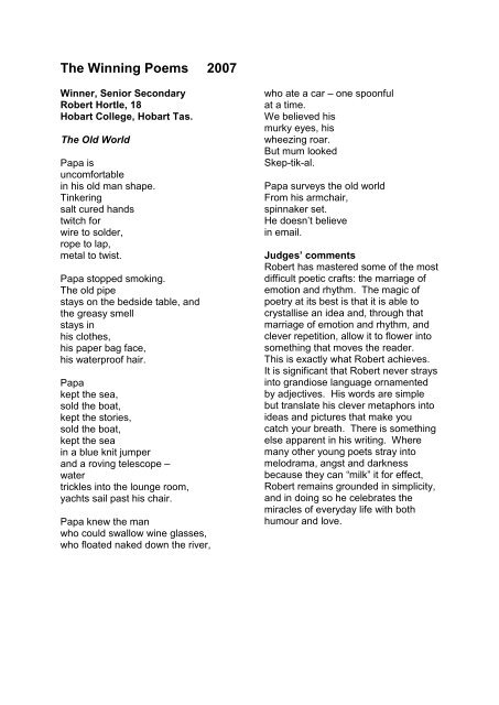 The Winning Poems 2007 - Dorothea Mackellar Poetry Awards