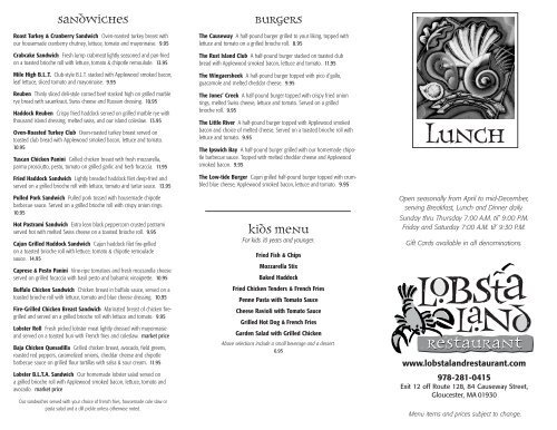 Download the lunch menu as a pdf - Lobsta Land Restaurant
