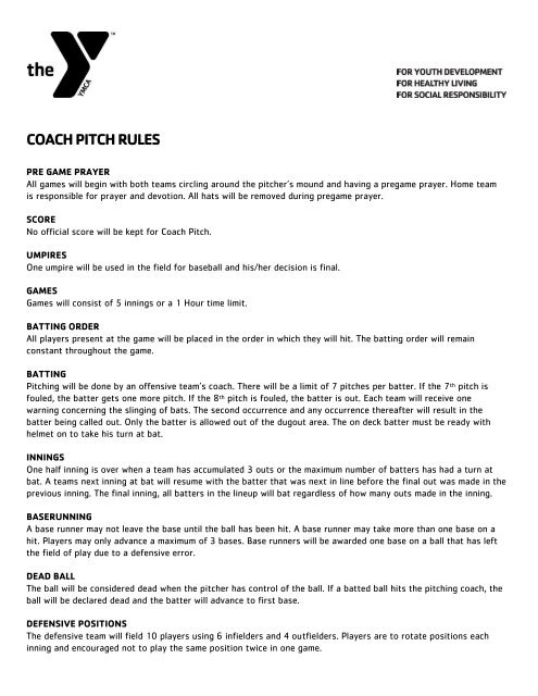 COACH PITCH RULES