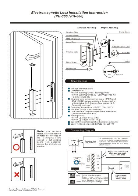 Electromagnetic Lock Installation Instruction - Mamut ServiceSuite ...