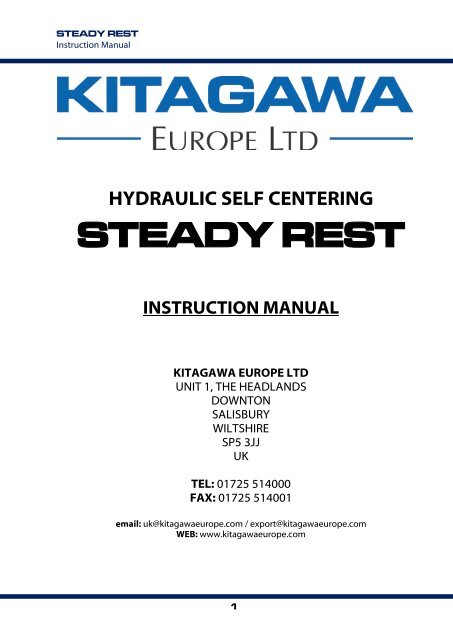 HYDRAULIC SELF CENTERING STEADY REST - Kitagawa Europe