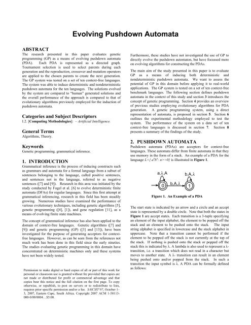 Evolving Pushdown Automata