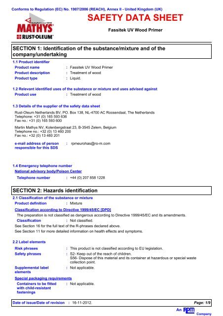 Rust Oleum Rusty Primer Msds