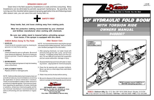 AB20043 - 60' Hydraulic Fold Boom w/ Torsion ... - Demco Products