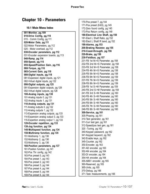 Chapter 10 - Parameters - PowerTec