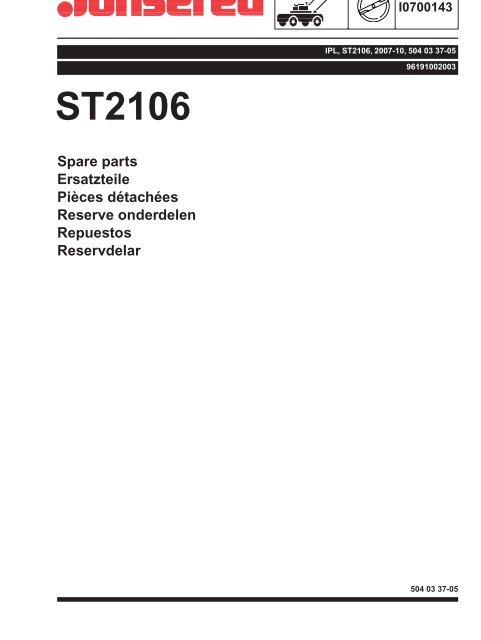 IPL, ST2106, 96191002003, 2007-10, Snow Thrower - Jonsered