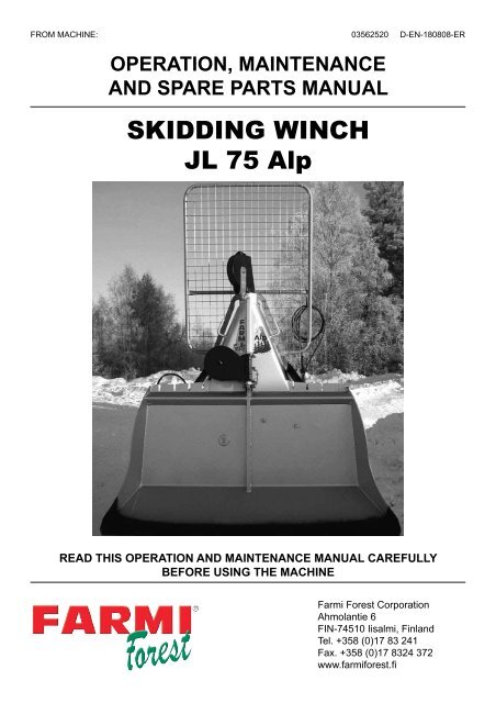 SKIDDING WINCH JL 75 Alp - Farmi Forest